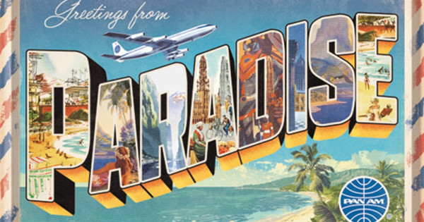 Carte postala metalica Pan Am Paradise